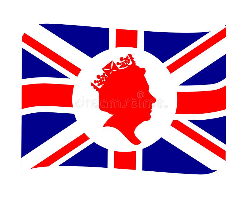 Queen Elizabeth Face White and Red British United Kingdom Flag Ribbon ...