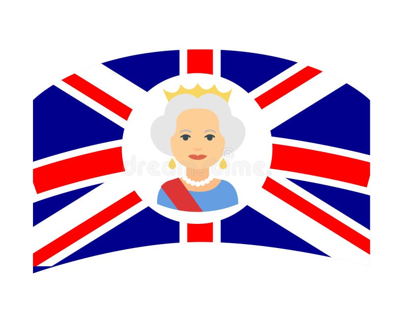 Queen Elizabeth Face Portrait with British United Kingdom Emblem ...