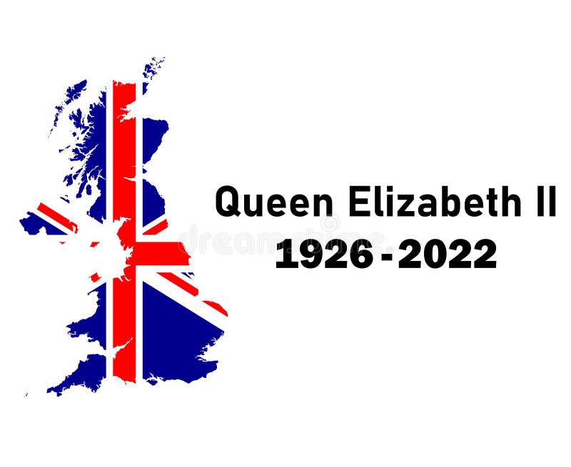 Queen Elizabeth 1926 2022 Black and British United Kingdom Flag Map ...