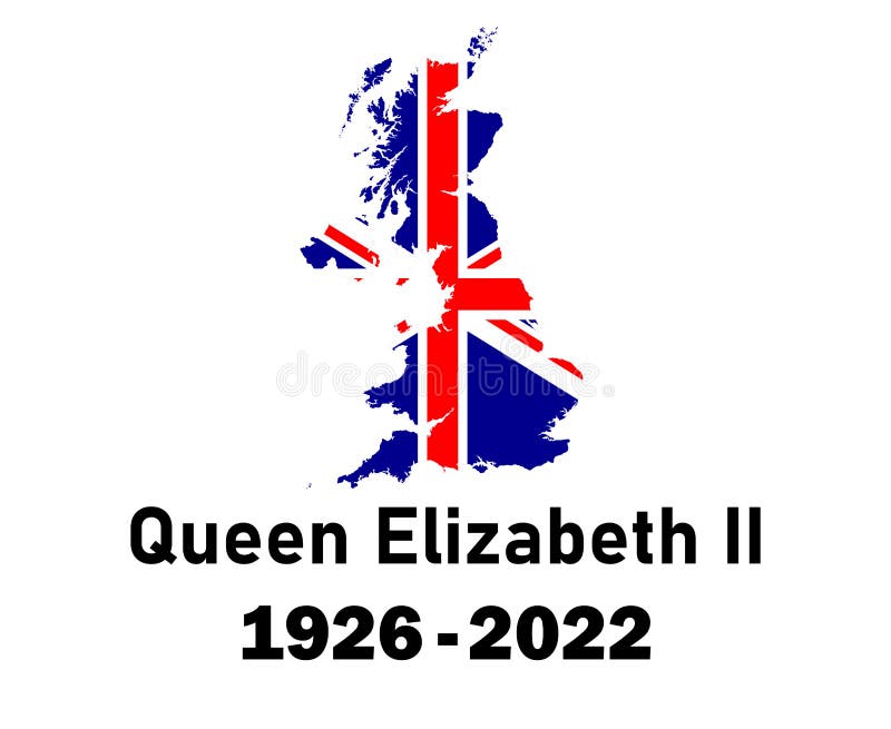 British United Kingdom Flag Map and Queen Elizabeth 1926 2022 Black ...