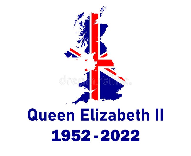 British United Kingdom Flag Map and Queen Elizabeth 1952 2022 Blue ...