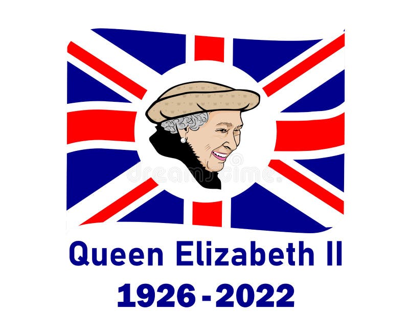 Queen Elizabeth Face Portrait 1926 2022 Blue with British United ...