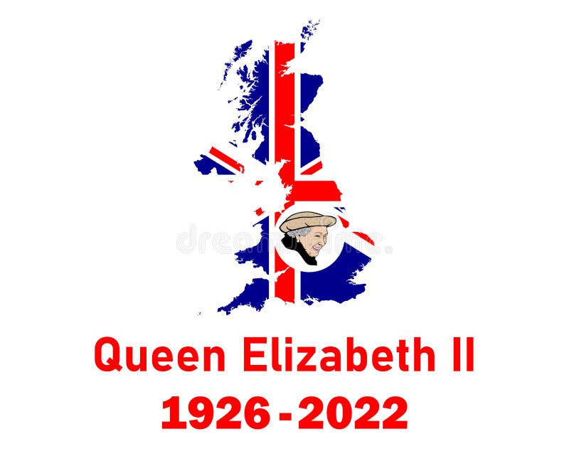 Queen Elizabeth Face Portrait 1926 2022 Red with British United Kingdom ...