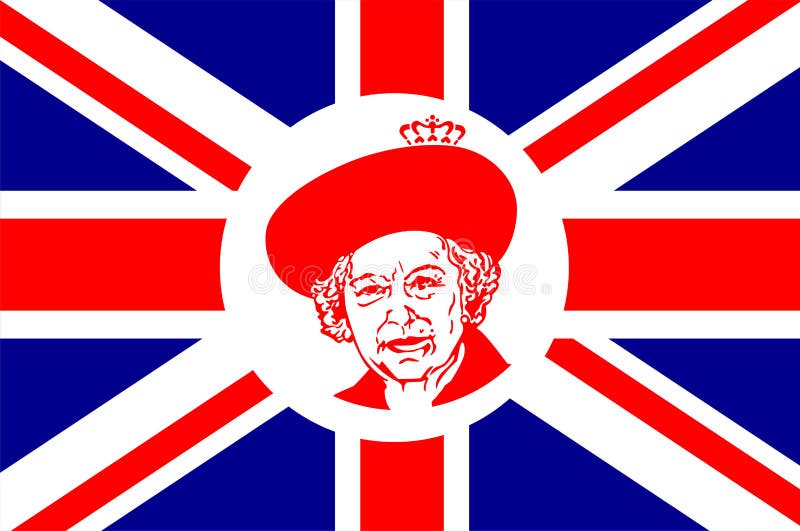 Queen Elizabeth Face Portrait Red with British Flag Editorial Stock ...