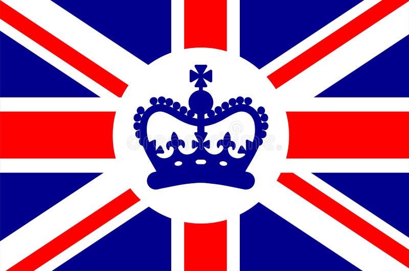 British United Kingdom Emblem Flag with a Blue Crown Stock Illustration ...