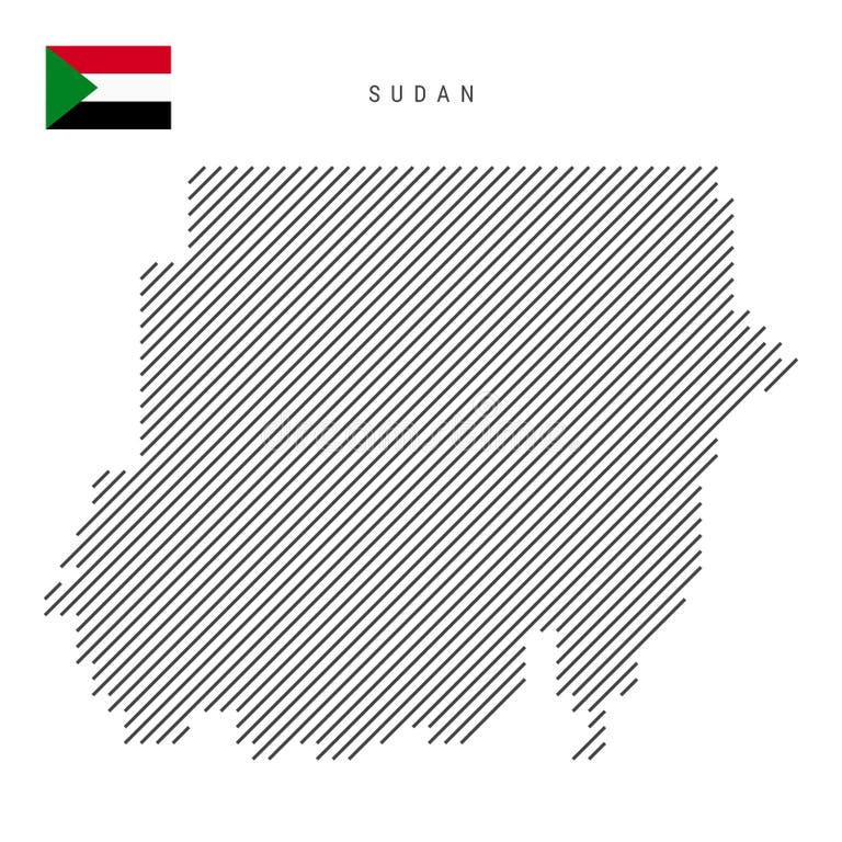 Sudan Map from Pattern of Black Slanted Parallel Lines. Flat Vector ...