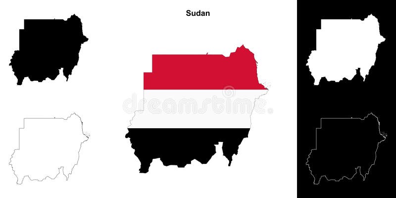 Sudan outline map stock vector. Illustration of detailed - 323786161