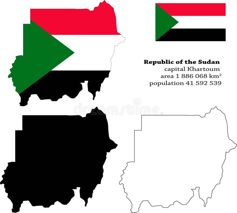 Sudan Vector Map, Flag, Borders, Mask , Capital, Area Stock Vector ...