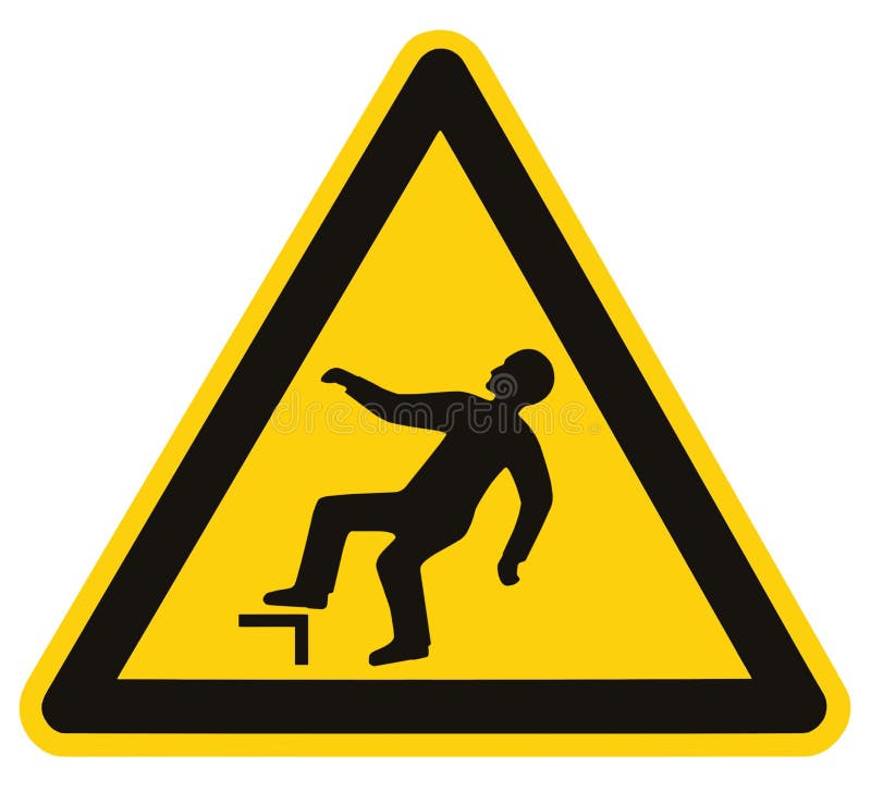 Sudden Drop Danger Warning Text Sign Icon Label, Black Triangle Over ...