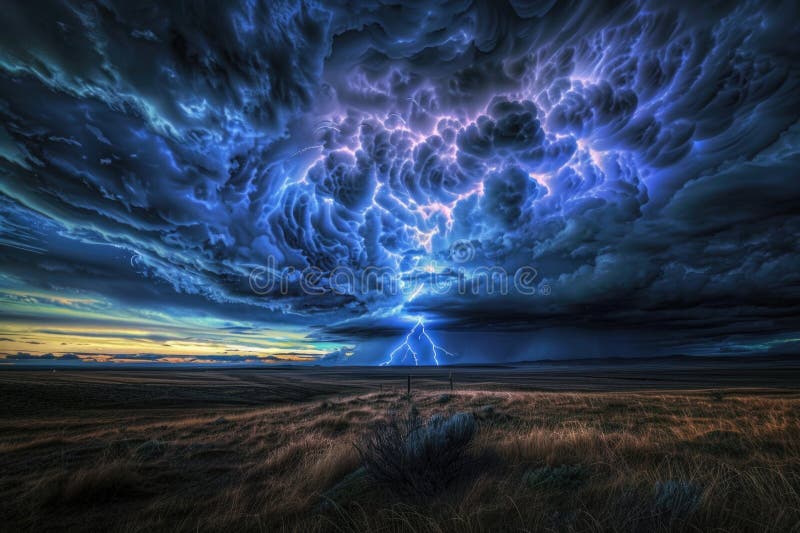 A Sudden Electrical Discharge Illuminates the Sky Above a Vast Open ...