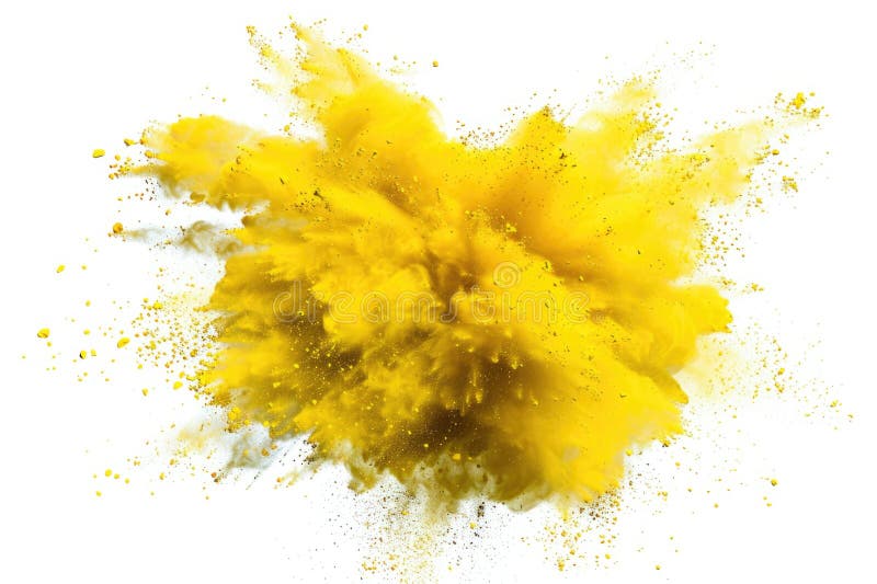 A Sudden and Intense Yellow Powder Explosion on a Clean White ...