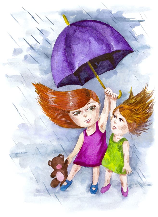 Sudden rain stock illustration. Illustration of autumn - 52407513