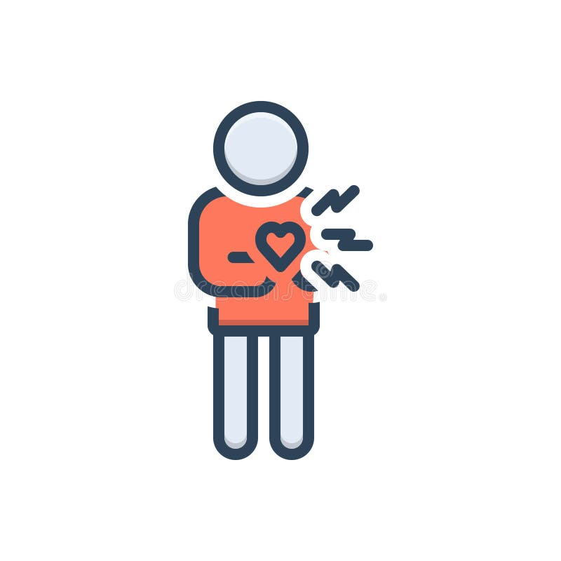 Color Illustration Icon for Suddenly, Chest Pain and Heart Stock ...
