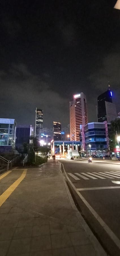 Sudirman Street Jakarta Indonesia Stock Image - Image of walking, night ...