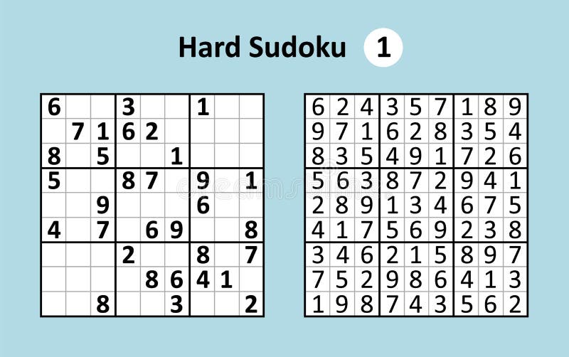 Sudoku Game With Answers Hard Complexity Stock Vector Illustration Of Solving Education