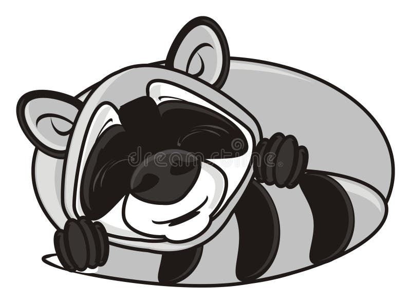 Sueño Del Mapache Que Abraza Su Cola Stock de ilustración - Ilustración ...