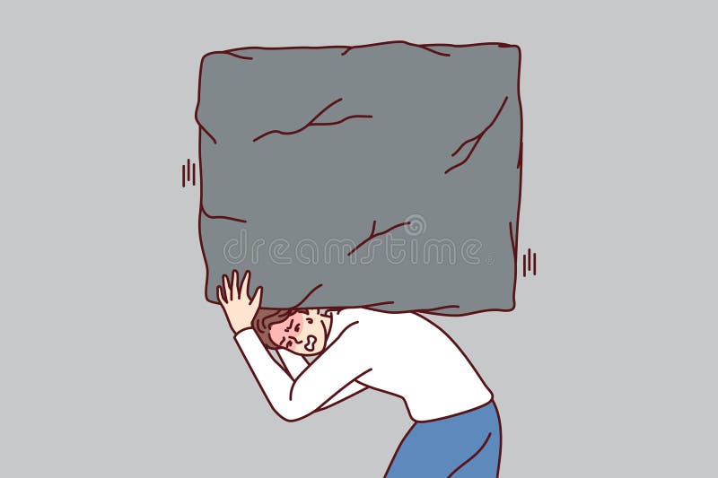 Suffering Man Carries Heavy Stone on Back, Symbolizing Heavy Tax Burden ...