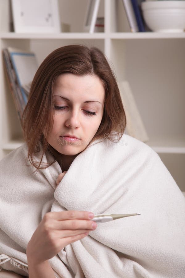 She suffers a cold stock image. Image of shot, allergic - 24110655