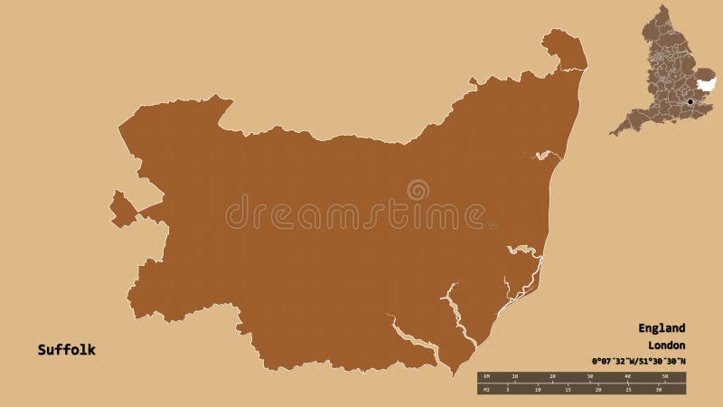 Suffolk, Administrative County of England, Zoomed. Pattern Stock ...