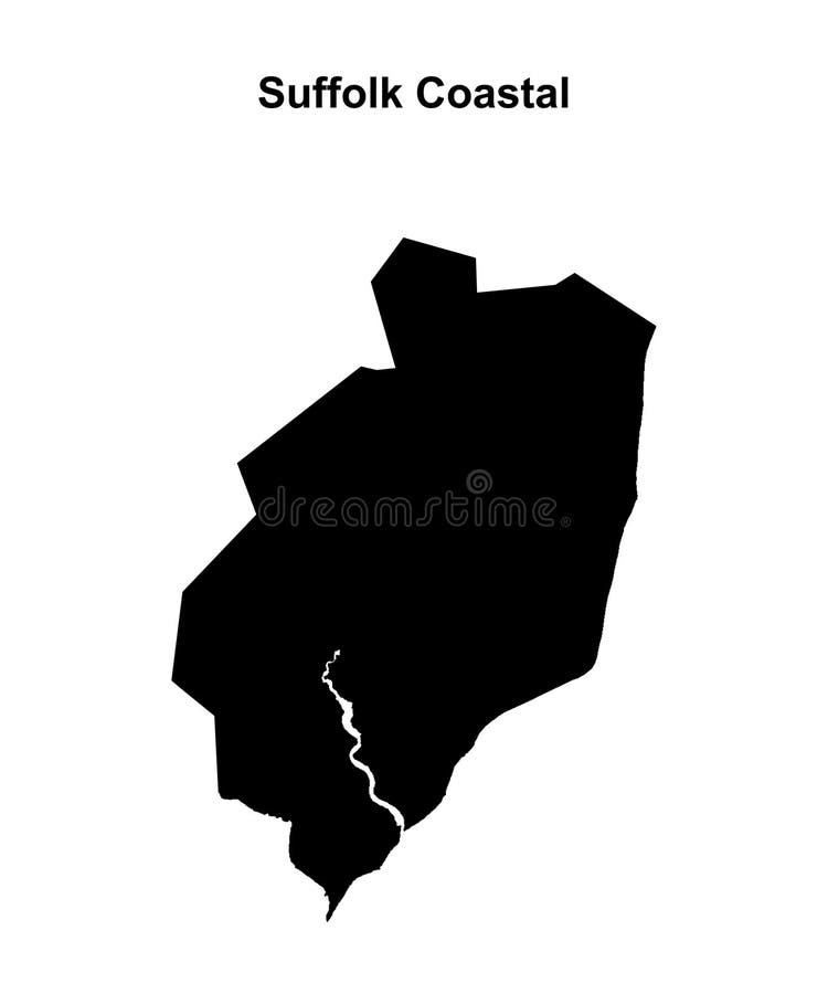 Suffolk Coastal Outline Map Stock Vector - Illustration of shape ...