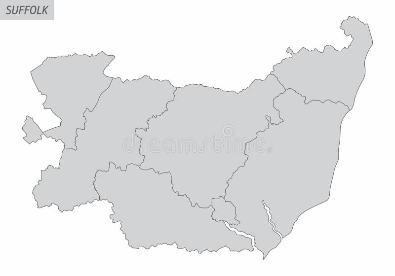 Suffolk County Administrative Map Stock Vector - Illustration of region ...