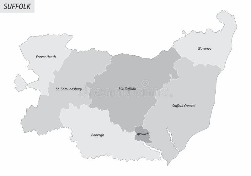Suffolk County Administrative Map Stock Vector - Illustration of united ...