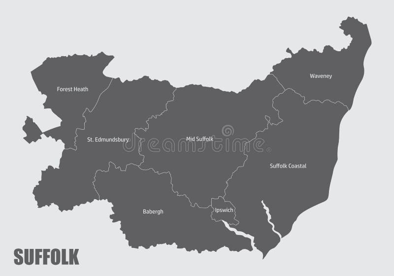 Suffolk County Administrative Map Stock Vector - Illustration of united ...