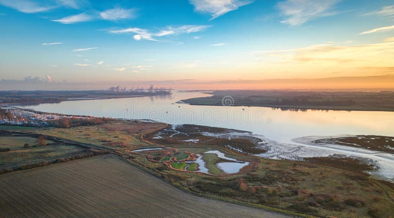 Suffolk River Orwell Landscape Aerial View Stock Image - Image of ...