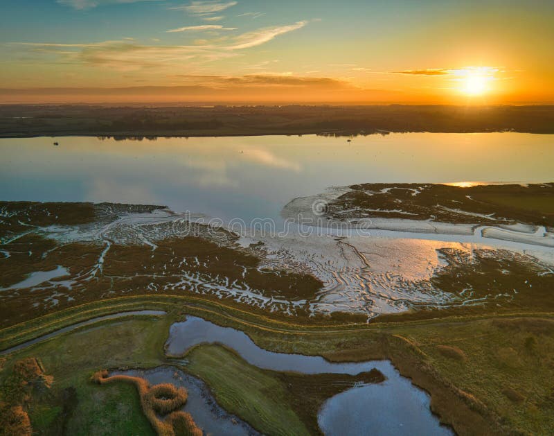 Suffolk River Orwell at Sunset by Levington Stock Image - Image of tour ...