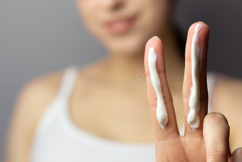 Applying Correct Amount Sunscreen Young Woman Face Neck 240070082 Stock ...