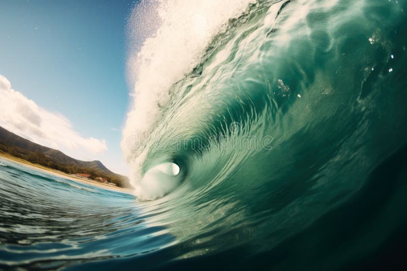 Sufring Ocena Waves at Spring Time. AI Generated Stock Illustration ...