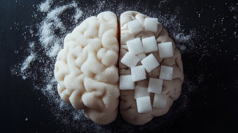 Sugar Addiction is Taking Over Human Brain, Conceptual Image of Sugar ...