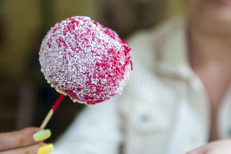 Sugar Apple with Red Icing. Sweet Candy Apple Stock Image - Image of ...