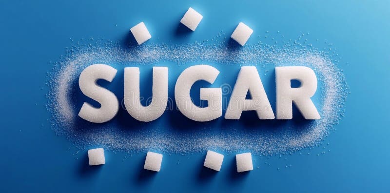 Sugar Arranged in Bold Letters with Granulated Texture and Small Cubes ...