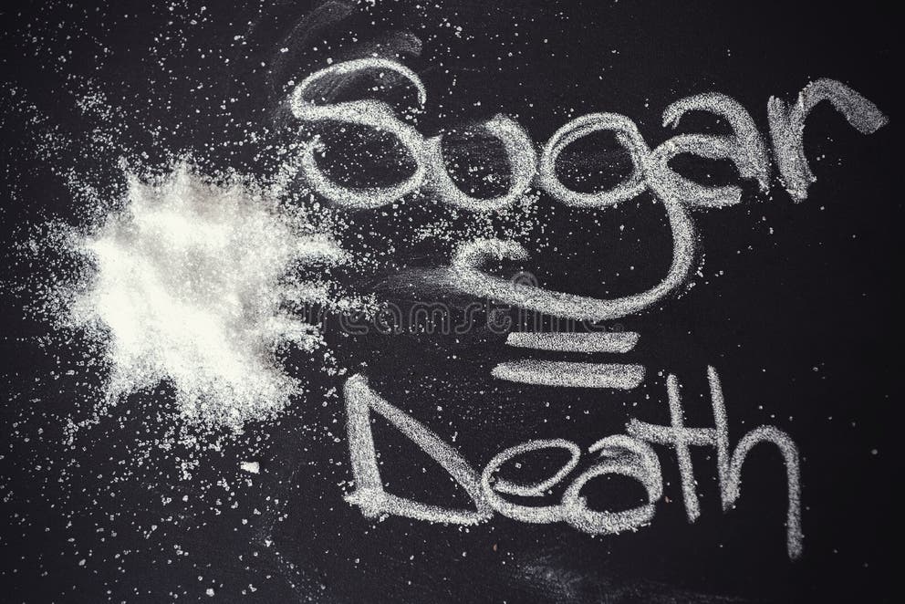 Sugar on Black Chalkboard from Above Stock Photo - Image of recipe ...