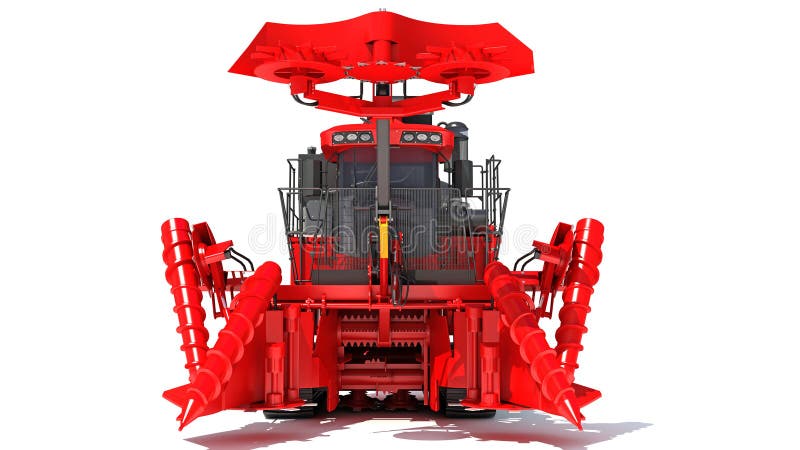 Sugar Cane Harvester 3D Rendering on White Background Stock ...