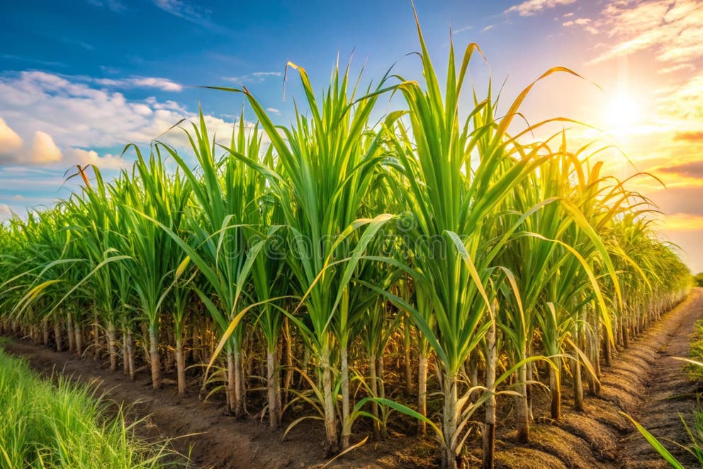 Sugar Cane Plants in Rice Paddy Field Stock Illustration - Illustration ...