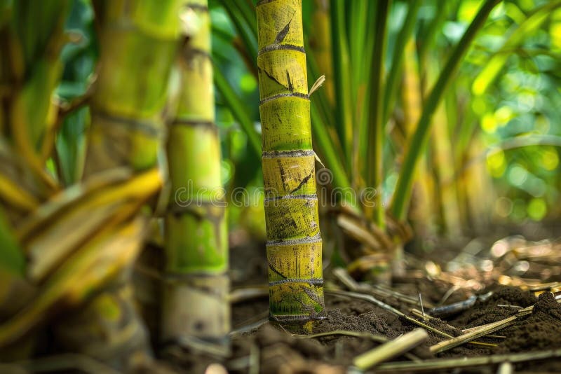 Sugar Cane Stalks on Plantation Stock Photo - Image of stem ...