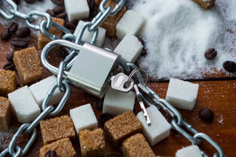 Sugar and Chain with a Lock Stock Image - Image of sugar, candy: 154270499