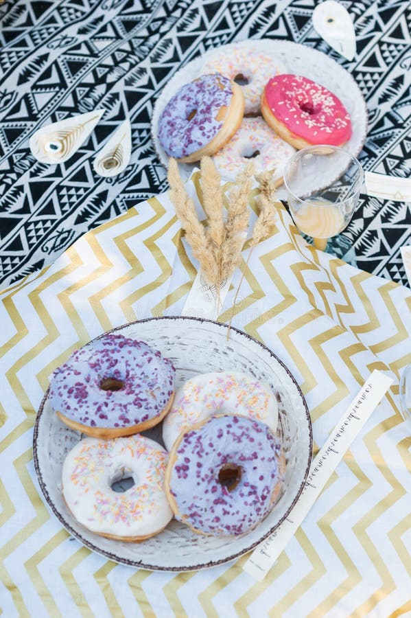Sugar-Coated Delights: a Plateful of Colorful Donuts Stock Image ...