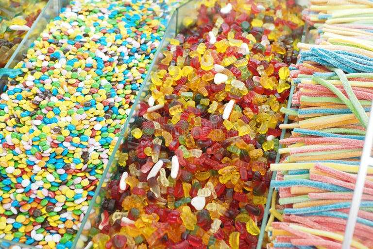 Sugar Coated Jelly Beans in the Form of Colored Sliced Fruit Stock ...