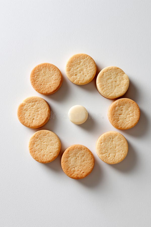 Sugar Cookies Arranged in Circular Layout on Seamless White Background ...