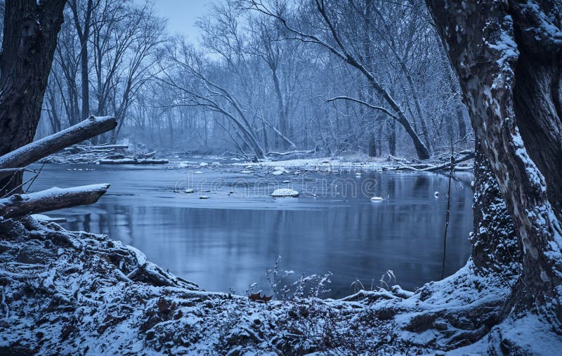 Sugar Creek in winter stock photo. Image of january, forest - 84963156