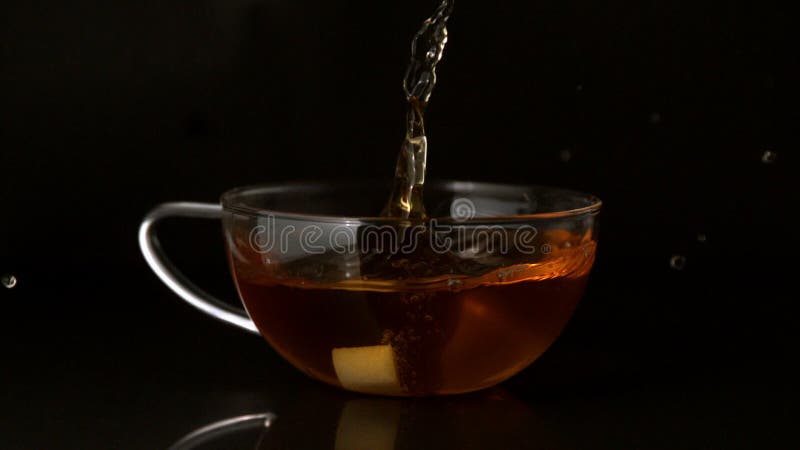 Ice Cube Falling Alcohol Drink Close Up. White Wine Splashing Out Clear ...