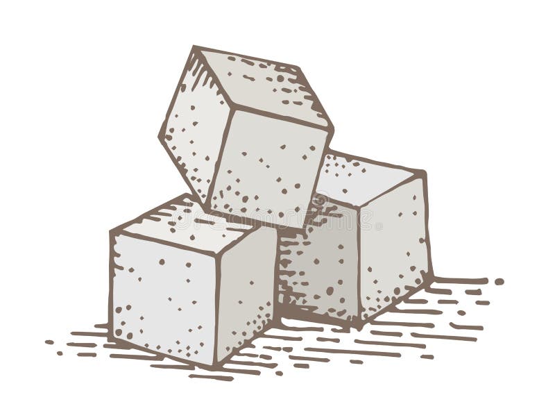 Sugar cube hand drawing stock illustration. Illustration of sketch ...