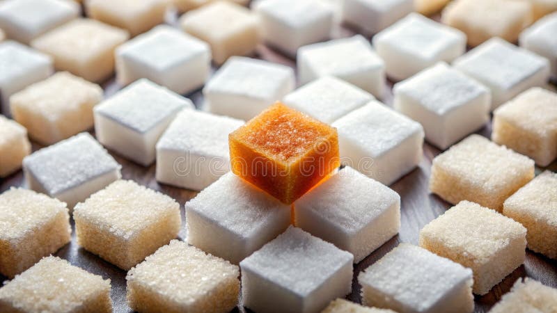 Sugar Cube Pattern a Single Brown Cube among White, Close-Up, Food ...