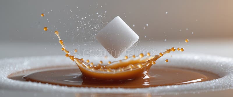 Sugar Cube Splashing in Caramel Liquid Artfully Captured Stock Image ...