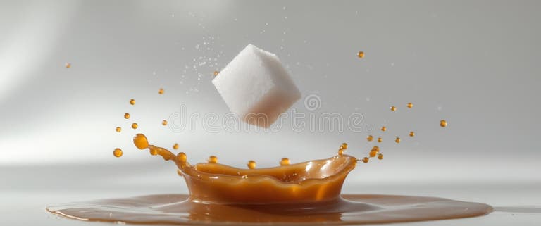 Sugar Cube Splashing into Sweet Caramel Liquid Stock Photo - Image of ...