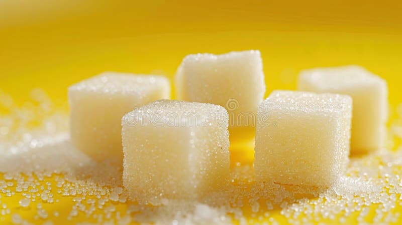Sugar Cube on Yellow Background Isolated . Generative Ai Stock ...