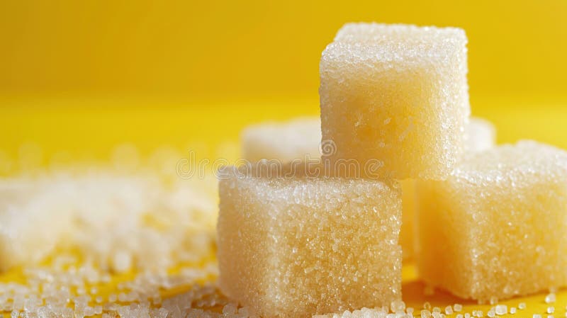 Sugar Cube on Yellow Background Isolated . Generative Ai Stock ...